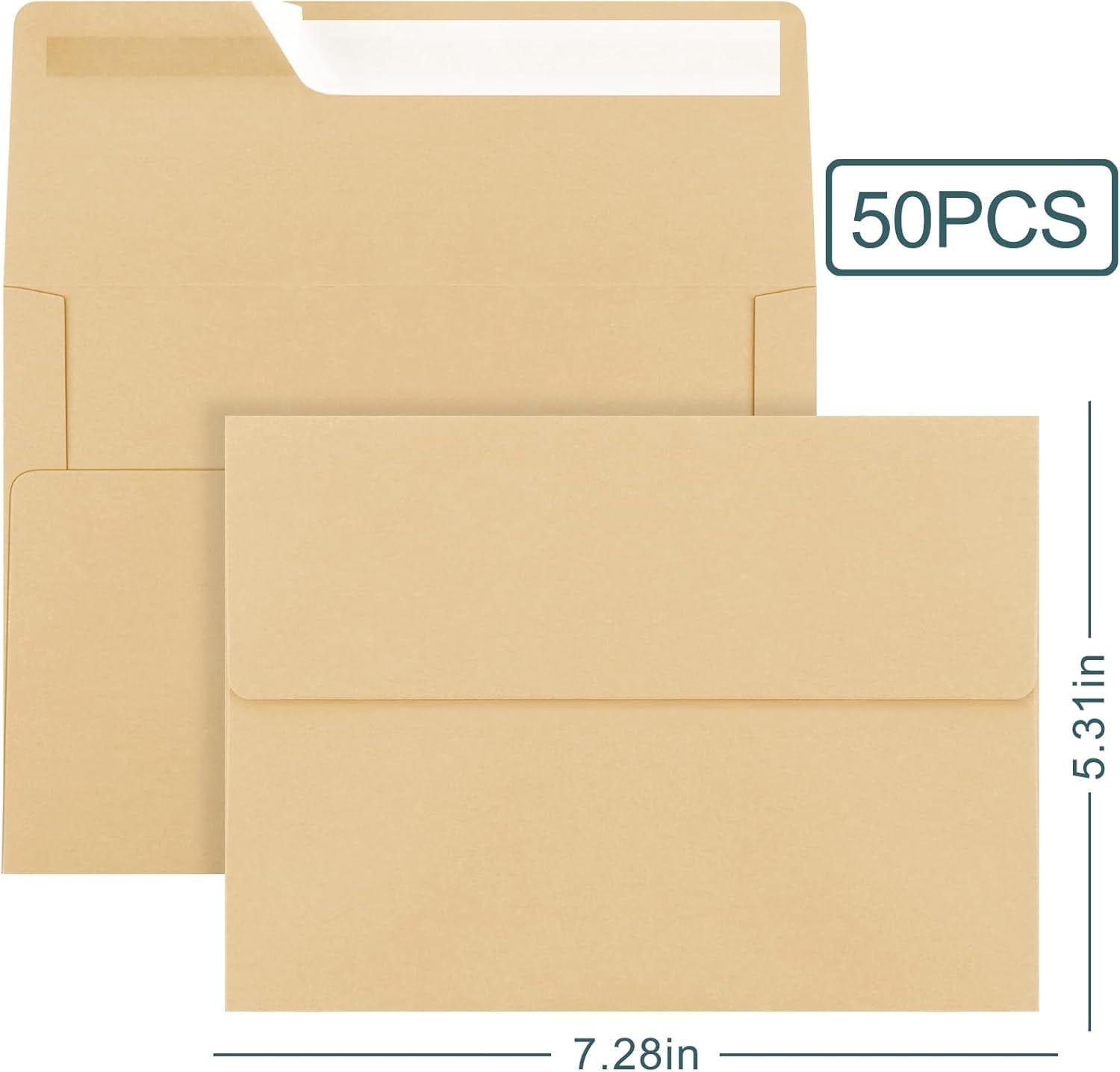 TRAHOO-50 Pack 5x7 Envelopes, A7 Kraft Envelopes Self Seal, Printable ...