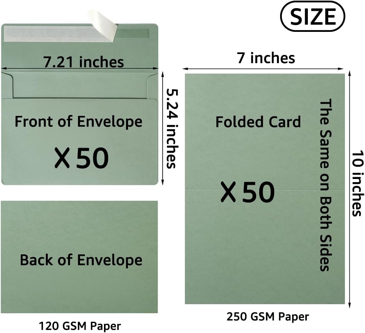 TRAHOO-50 Pack Self-Adhesive Envelopes with Fold Cards for Wedding ...