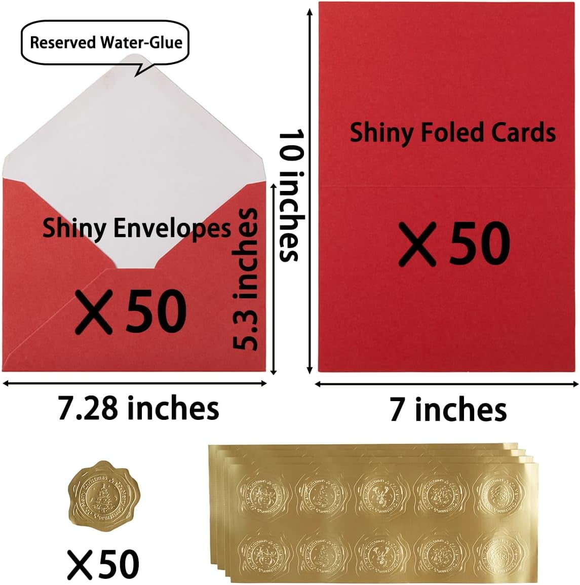 TRAHOO-50 Pack Shiny Envelopes with Shiny Cards and Gold Stickers for ...
