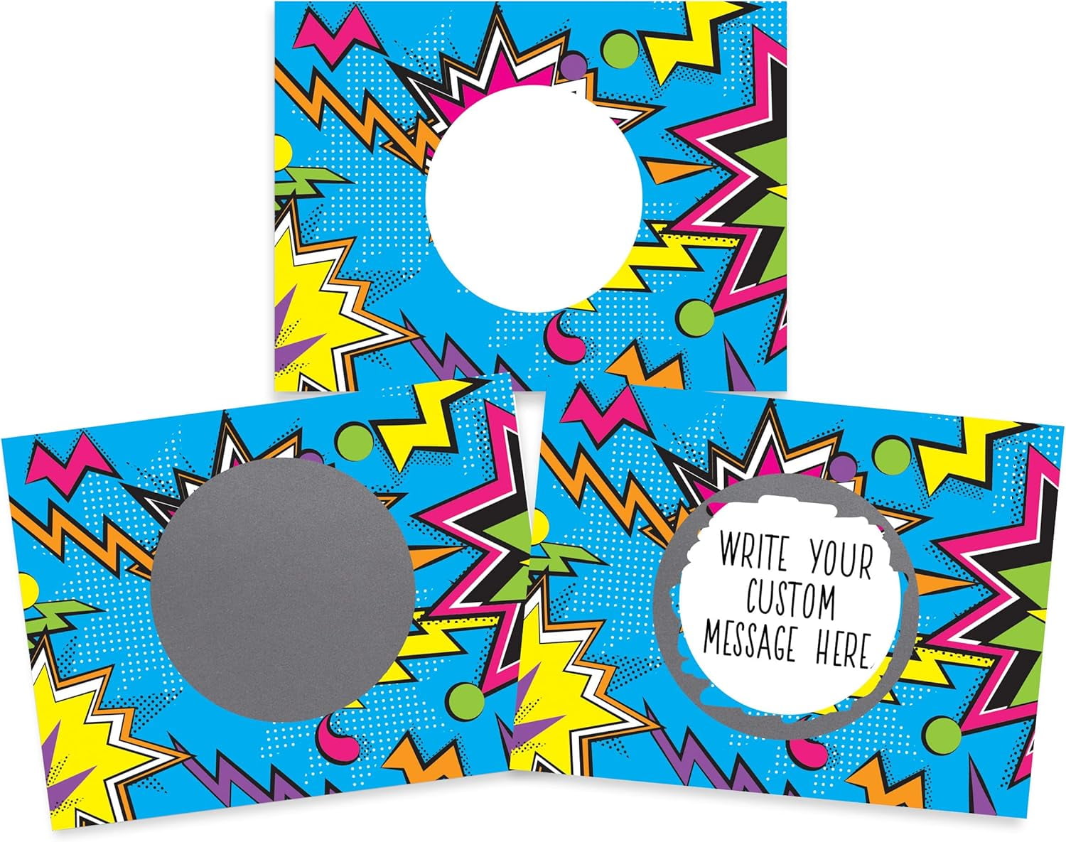 TRAHOO-50 Pack Zig Zag Blue DIY Custom Make Your Own Scratch Off Cards ...