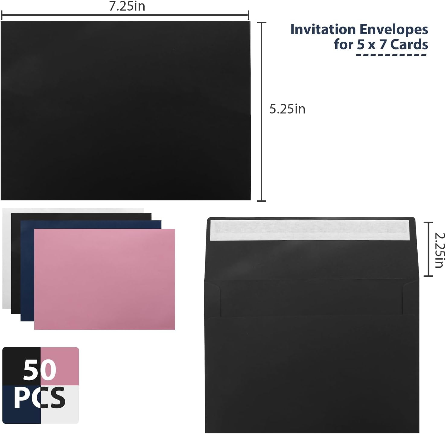 TRAHOO-50 Packs A7 Envelopes,5x7 Envelopes,5x7 Envelopes for Invitations,Printable invitation ...