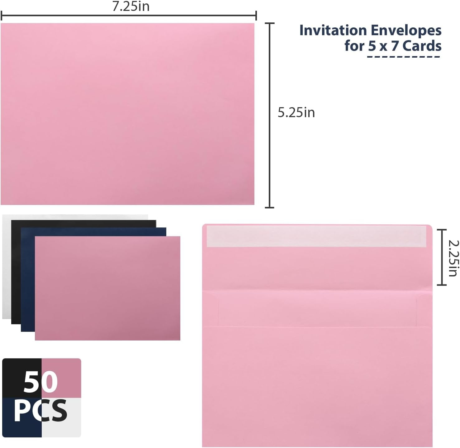 TRAHOO-50 Packs A7 Envelopes,5x7 Envelopes,5x7 Envelopes for ...