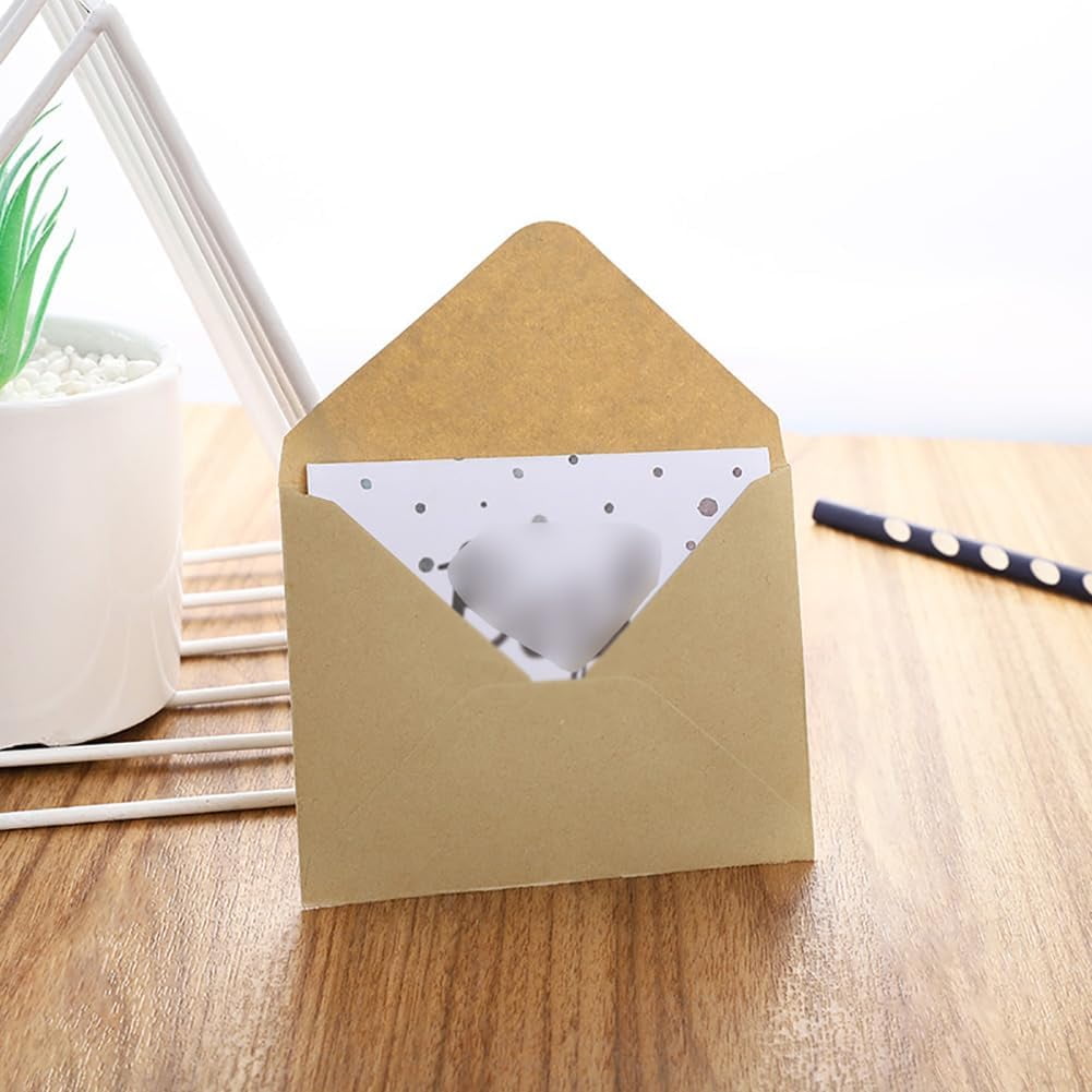 TRAHOO-50 Pcs Kraft Paper Mini Envelopes Gift Card Envelopes Sleeves ...