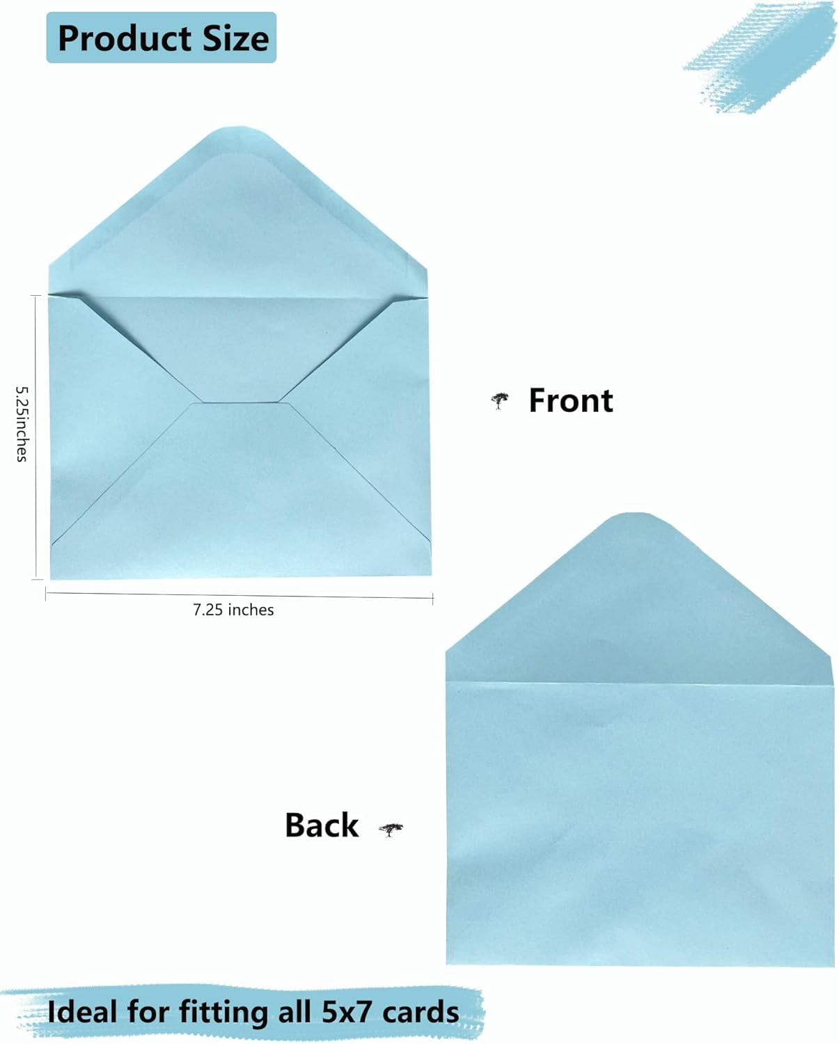 TRAHOO-50 Pcs Light Blue Envelopes for Invitations, 5.25 x 7.25 Inches ...
