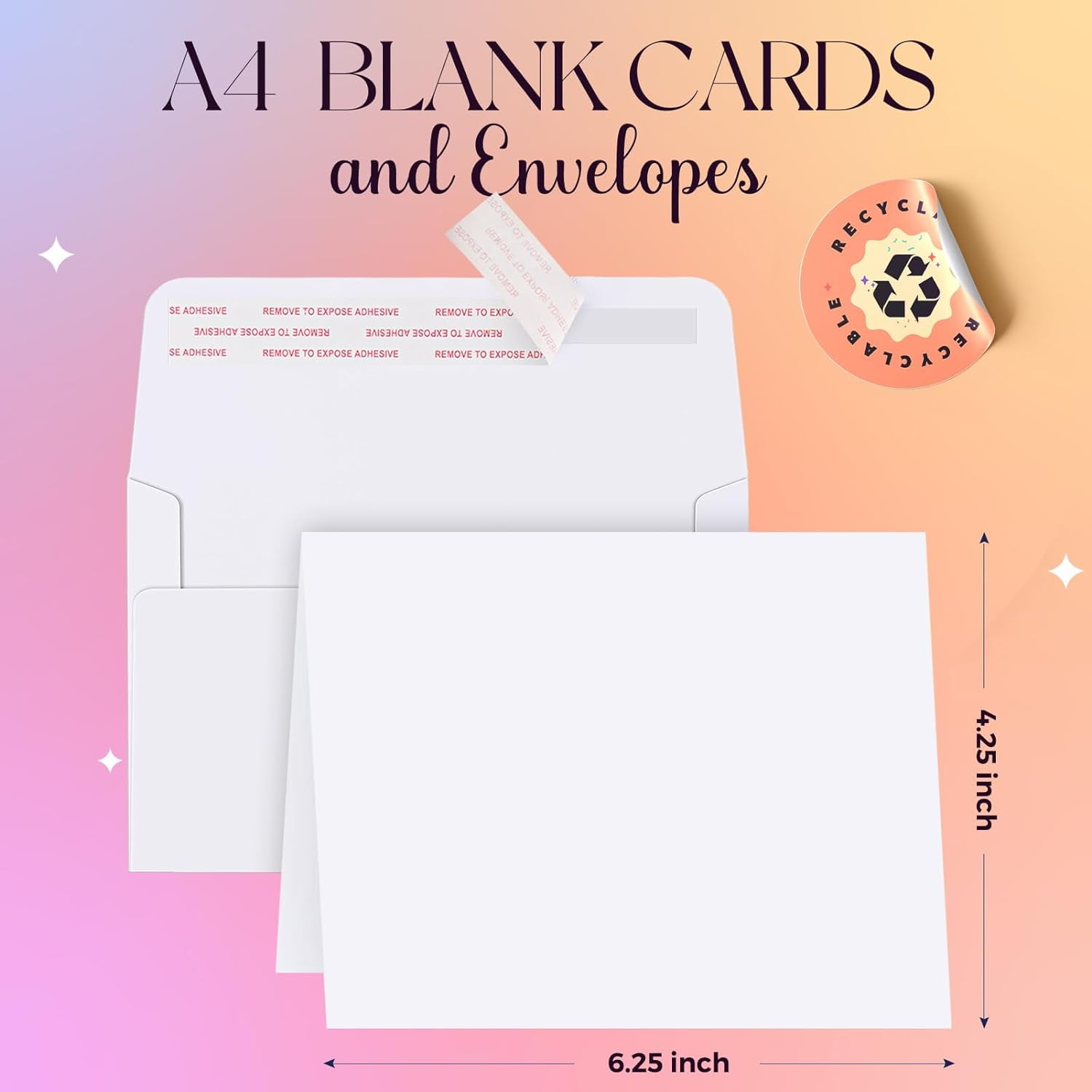 TRAHOO-50Pack Blank Cards and Envelopes 4X6 White Cardstock with ...