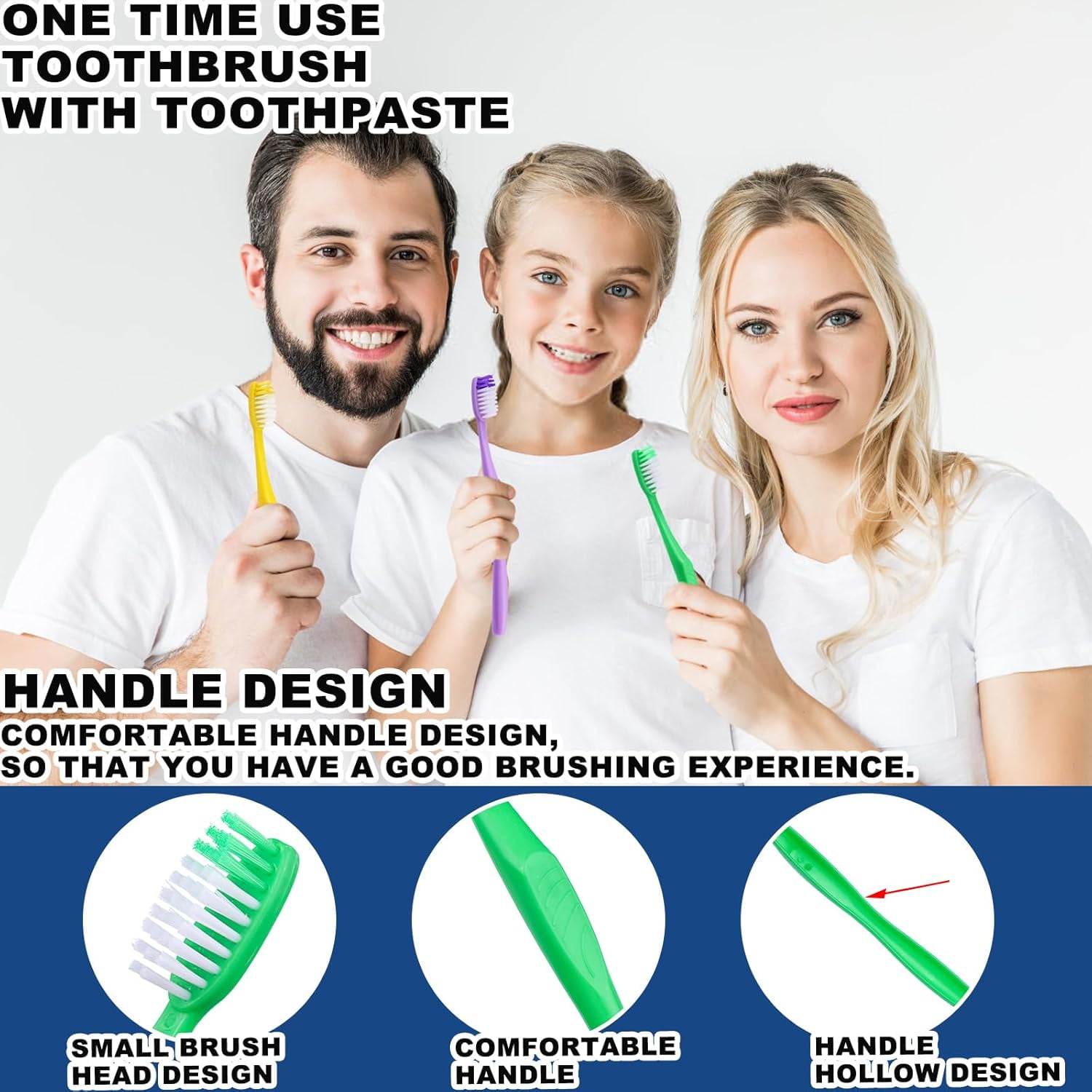 TRAHOO-50pcs Disposable Toothbrushes with Toothpaste,Single Use ...