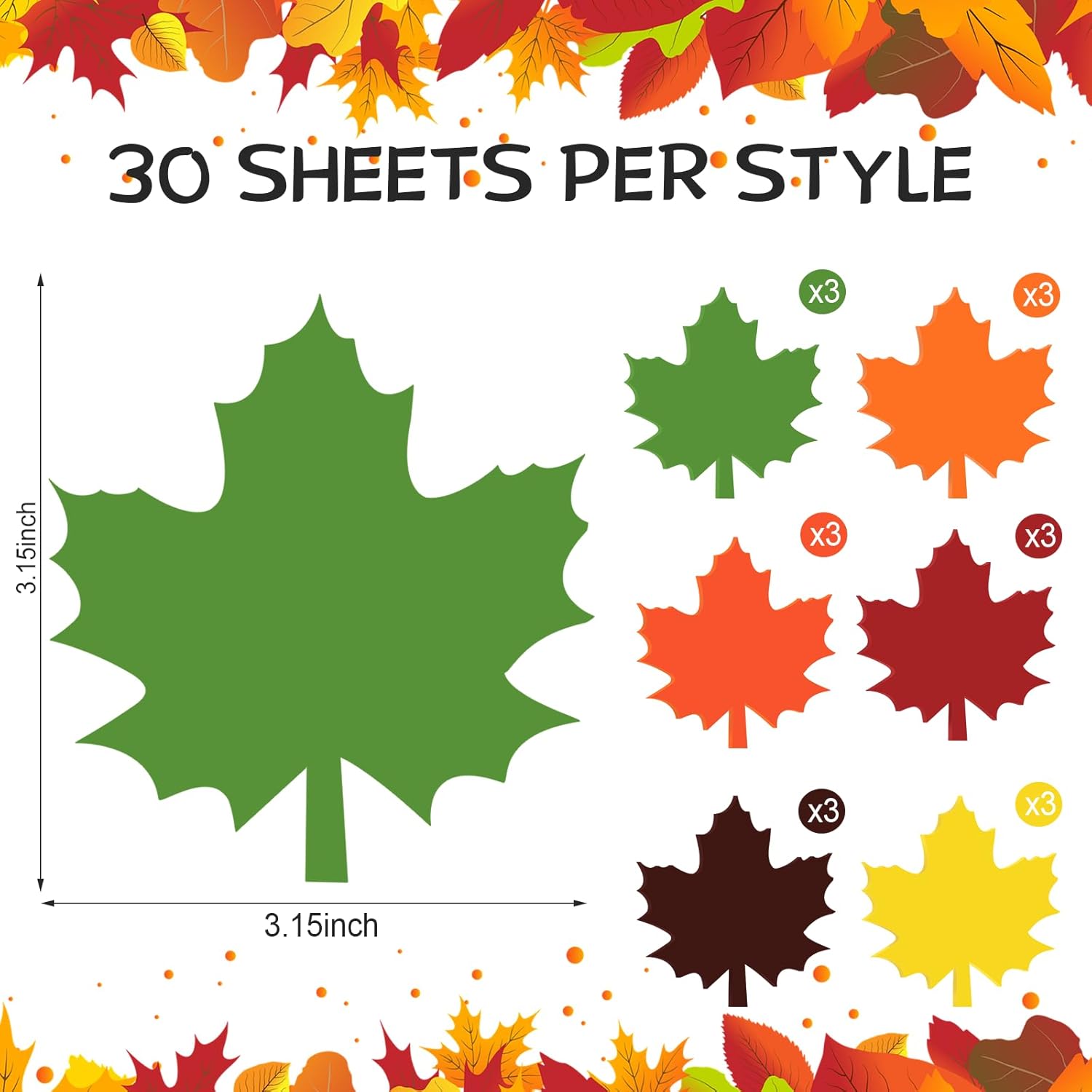 TRAHOO-540 Sheets Fall Leaf Sticky Notes Autumn Sticky Notepads Maple ...