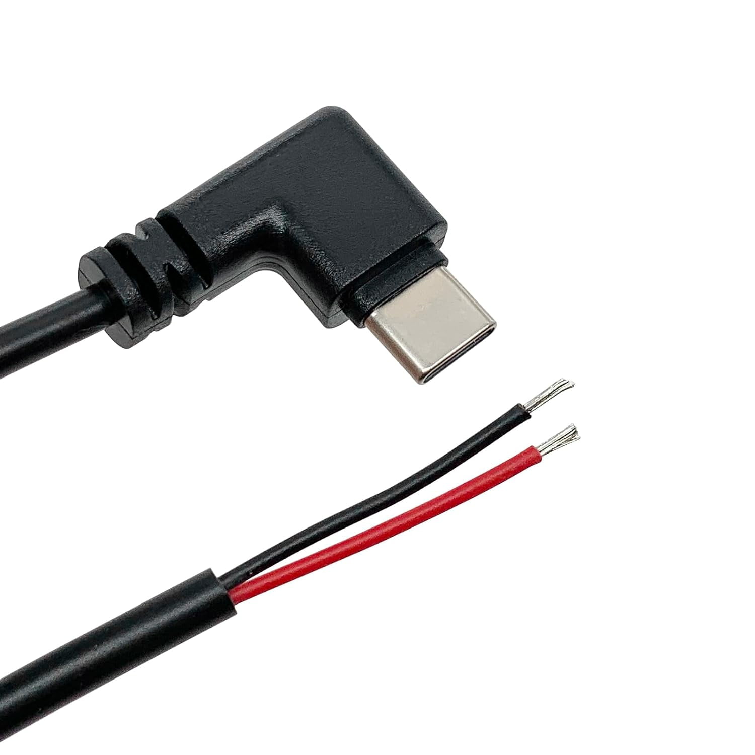 TRAHOO-5Pcs 25CM 22AWG Right Angle USB Type-C 2 Core Pigtail Cable, 3A 5V 90Degree USB-C Male ...