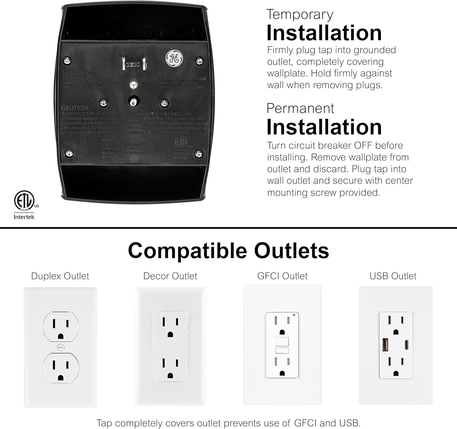 TRAHOO-6-Outlet Extender Wall Tap, Grounded Adapter, Charging Station ...