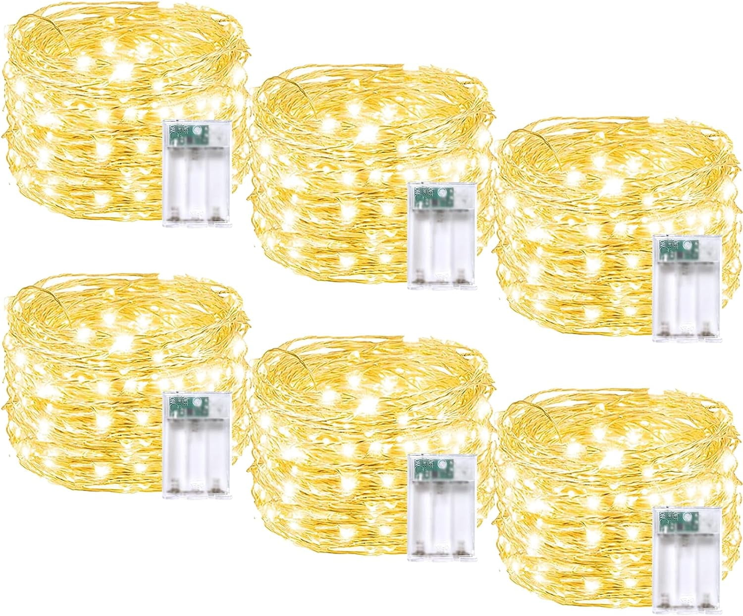 TRAHOO-6 Pack 20FT 60LED Battery Operated Fairy Lights with Timer ...