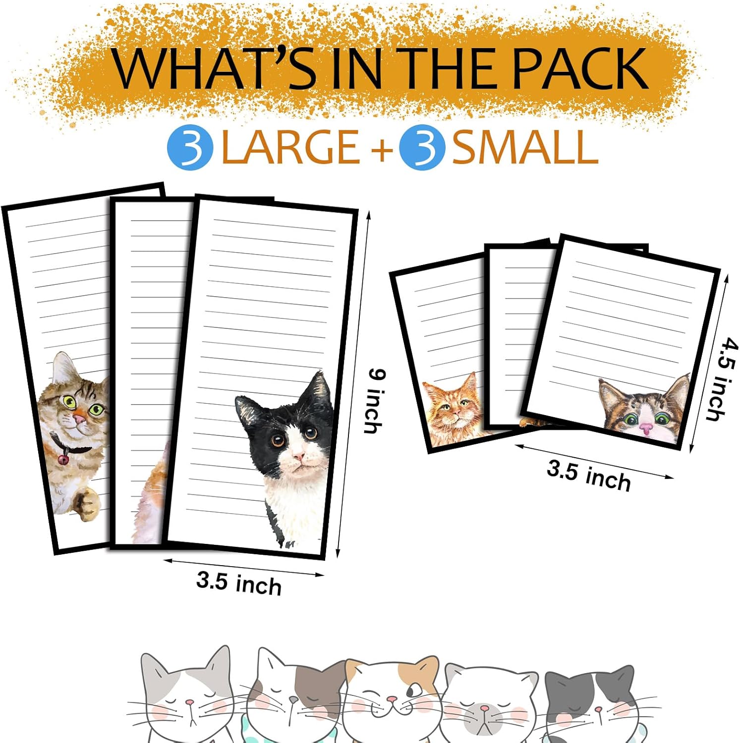 TRAHOO-6 Pack Cats Magnetic Notepads for Fridge to Do List Notepads Grocery Shopping List Magnet ...