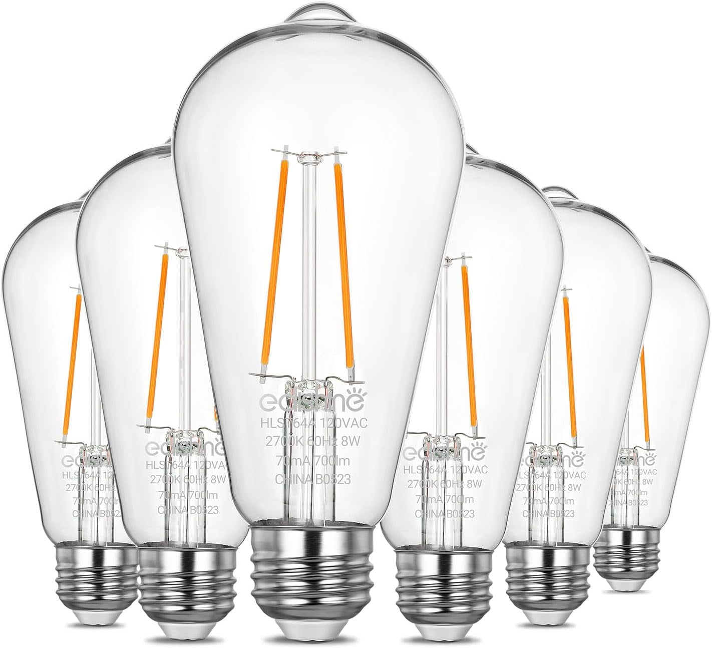 TRAHOO-6 Pack Dusk to Dawn LED Outdoor Light Bulb, Vintage Styled ST64 ...