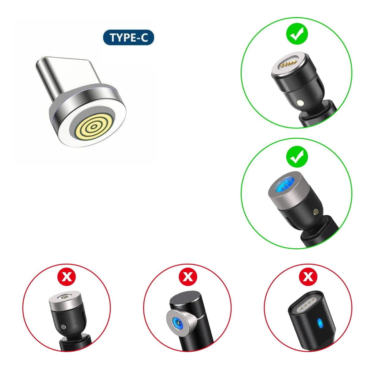 TRAHOO-6 Pack Magnetic Charging Cable Tips Replacement Round Plug ...