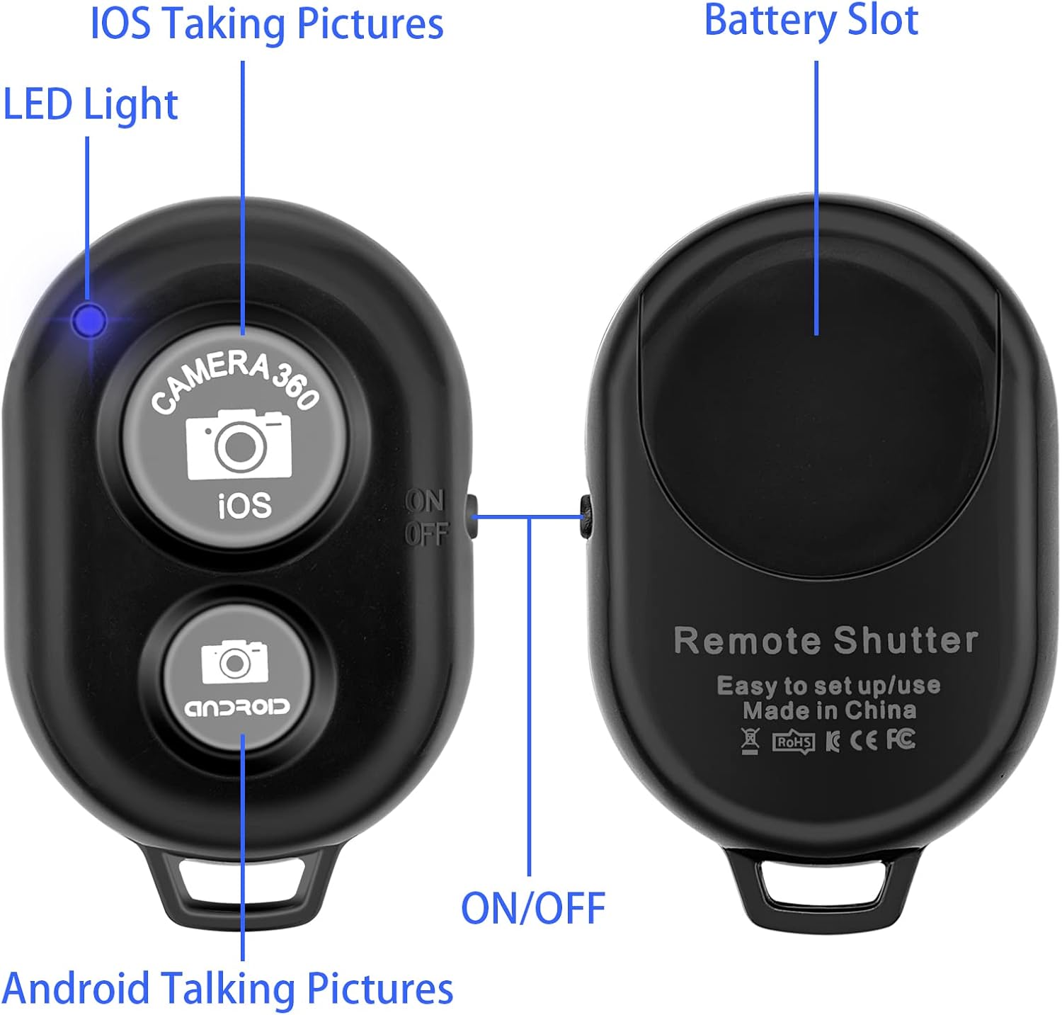 TRAHOO-6 Pack Wireless Camera Remote Shutter for Smartphones, Wireless ...