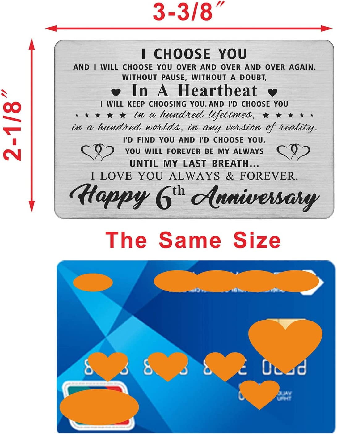 TRAHOO-6 Year 6th Anniversary Card for Men Him Her, Sixth 6 yr Best ...