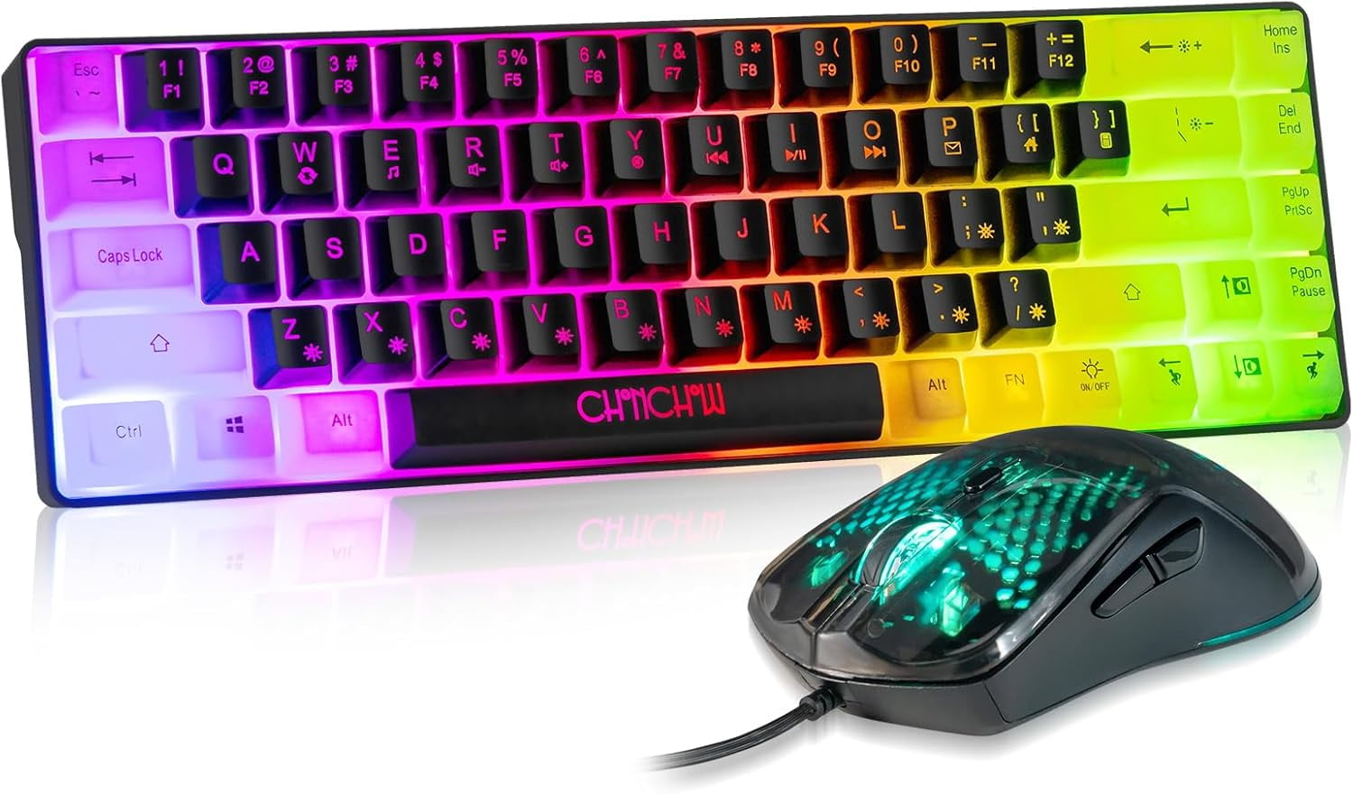TRAHOO-60% Gaming Keyboard and Mouse Combo, 68 Keys Wired LED RGB ...