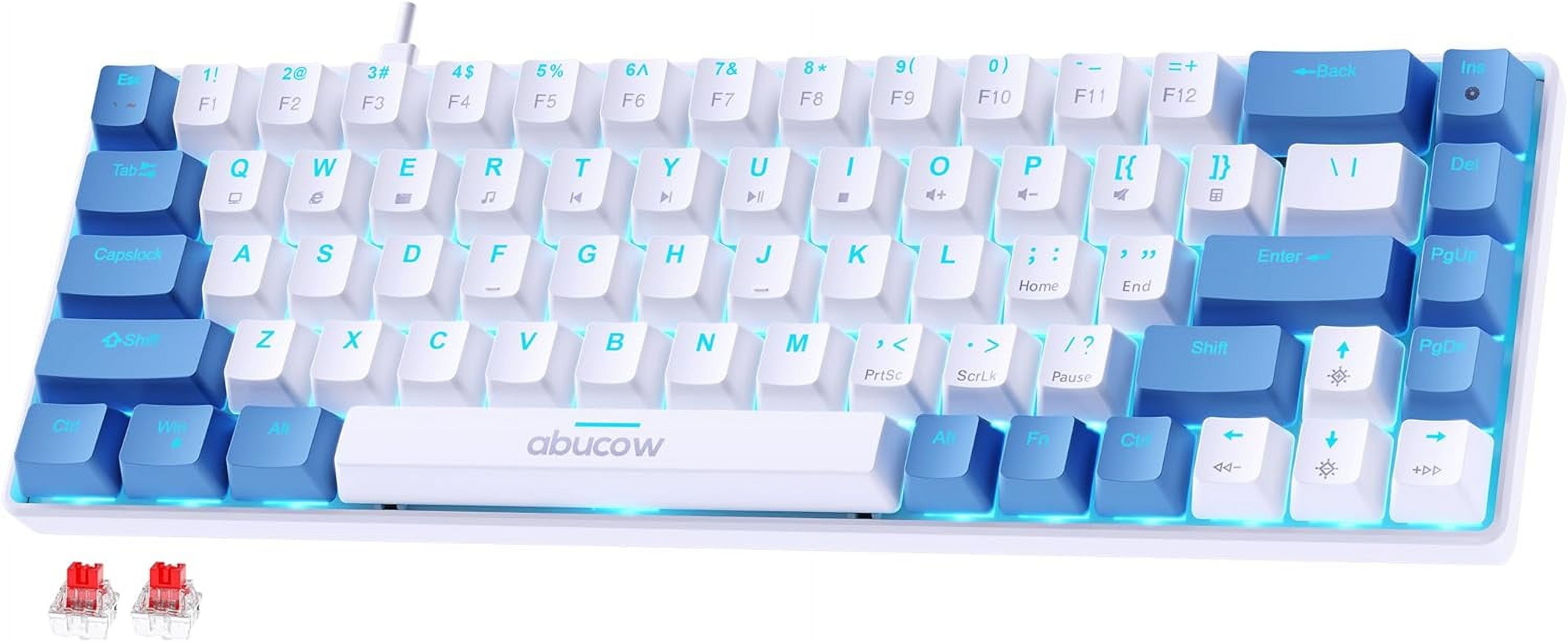 TRAHOO-60% Mechanical Keyboard with Blue Backlight 68-Key Gaming ...