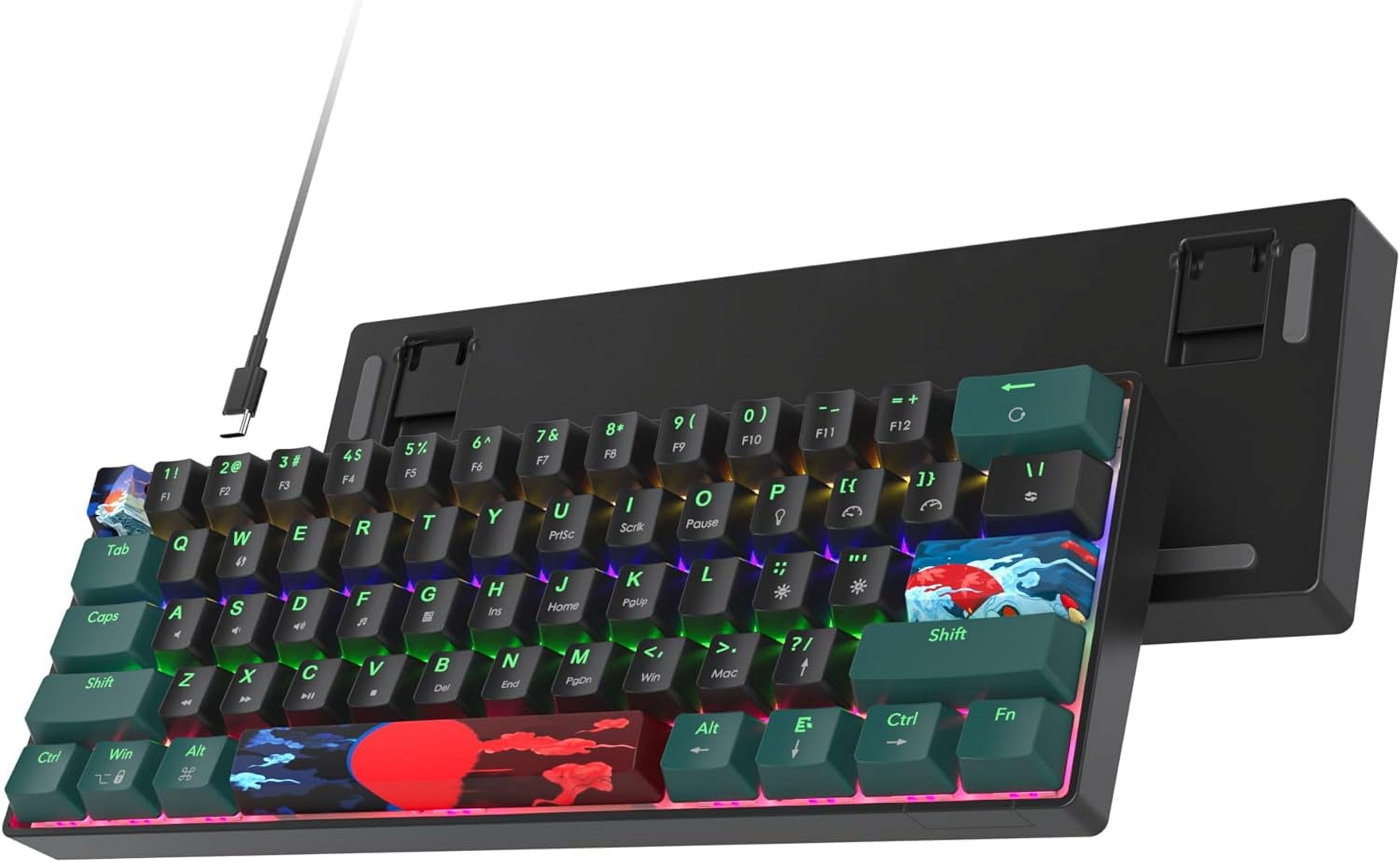 TRAHOO-60 Percent Gaming Keyboard 61 Keys Mechanical Keyboard Rainbow ...