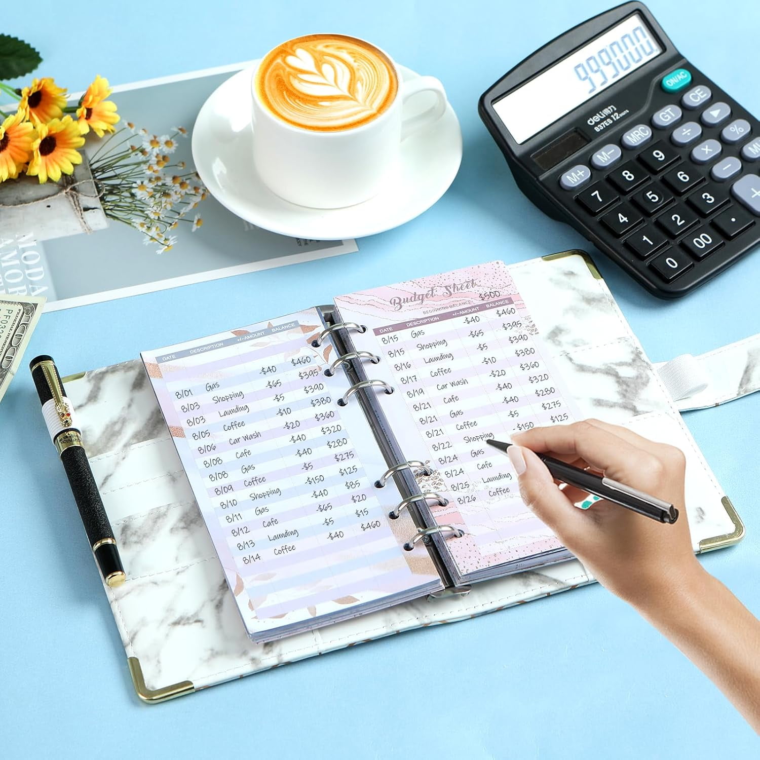 TRAHOO-60 Sheets A6 Budget Sheets, 6 Rings Binder Expense Sheets Money ...