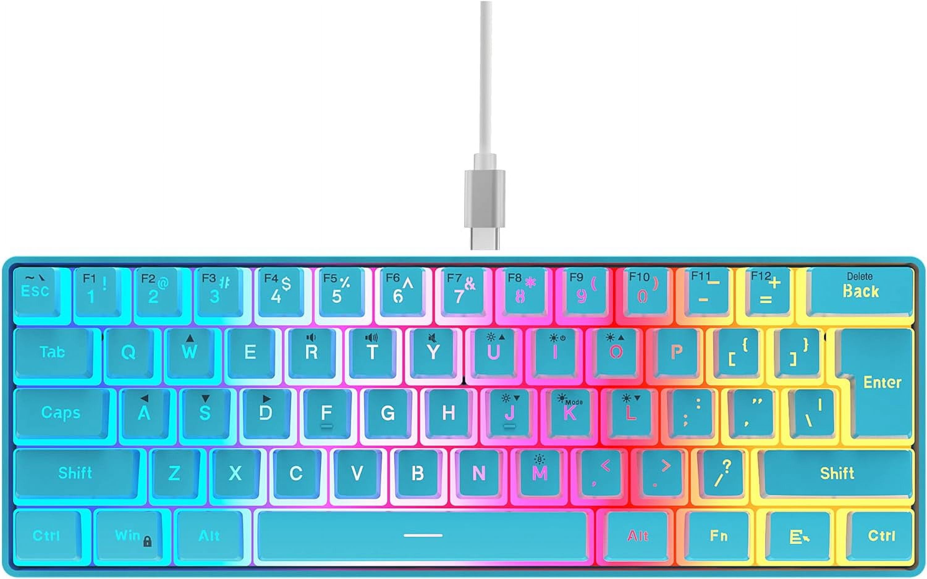 TRAHOO-60% Wired Gaming Keyboard, Pudding Keycaps with Translucent ...