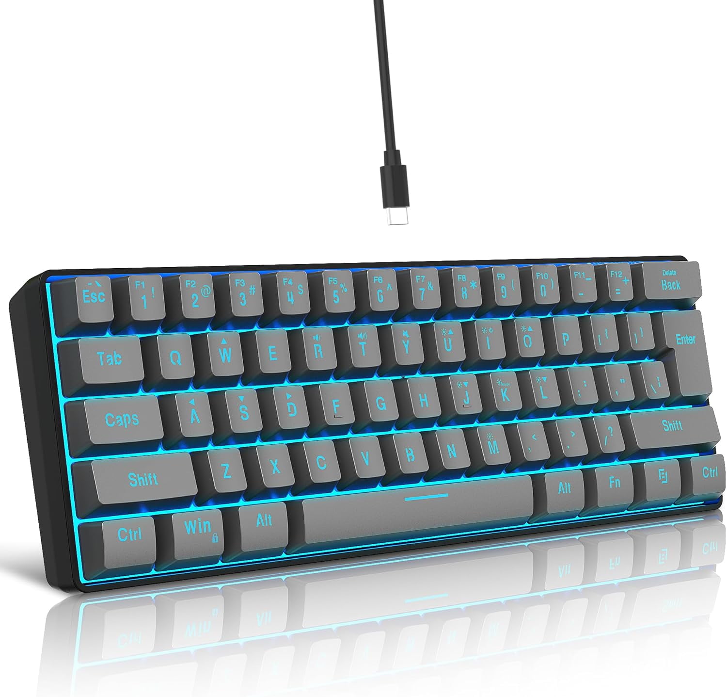 TRAHOO-60% Wired Gaming Keyboard, RGB Backlit Mini Keyboard, Small ...