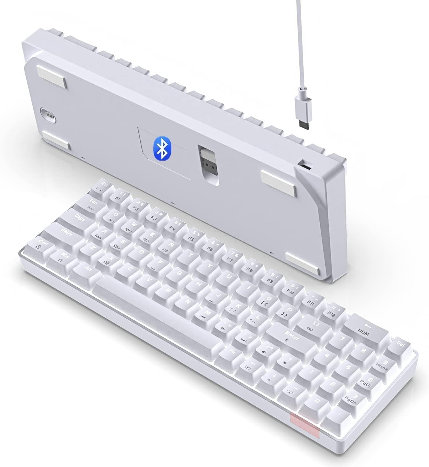 TRAHOO-60% Wireless Mechanical Gaming Keyboard,2.4G/Bluetooth/Wired 69 ...