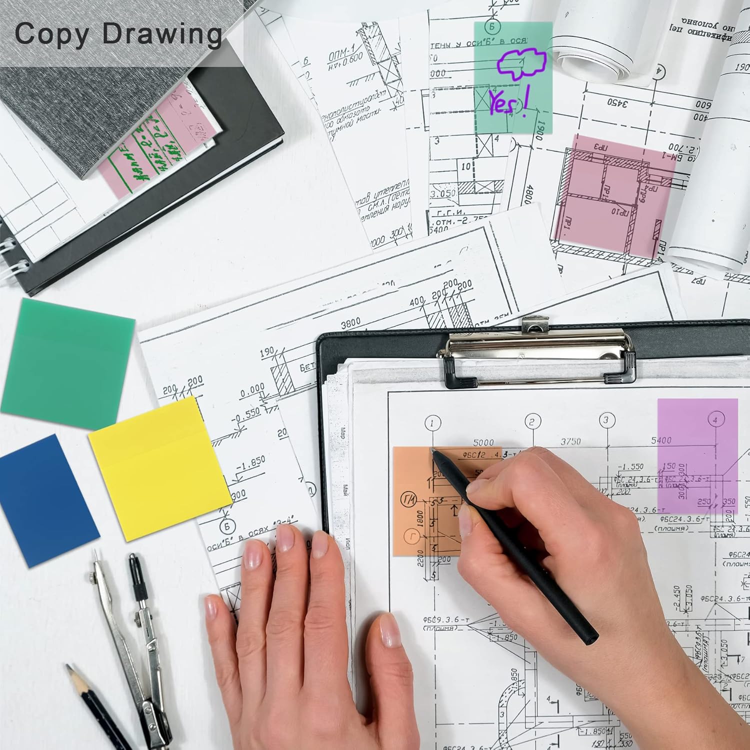 TRAHOO-600 Sheets Tansparent Sticky Notes, 3x3 3x2 Inch Clear Sticky ...