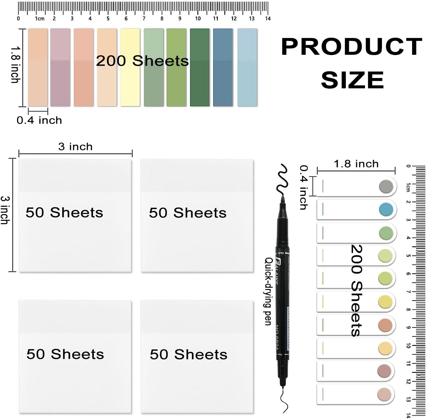 TRAHOO-600 Sheets Transparent Sticky Notes, 3 x 3 inch Clear See ...