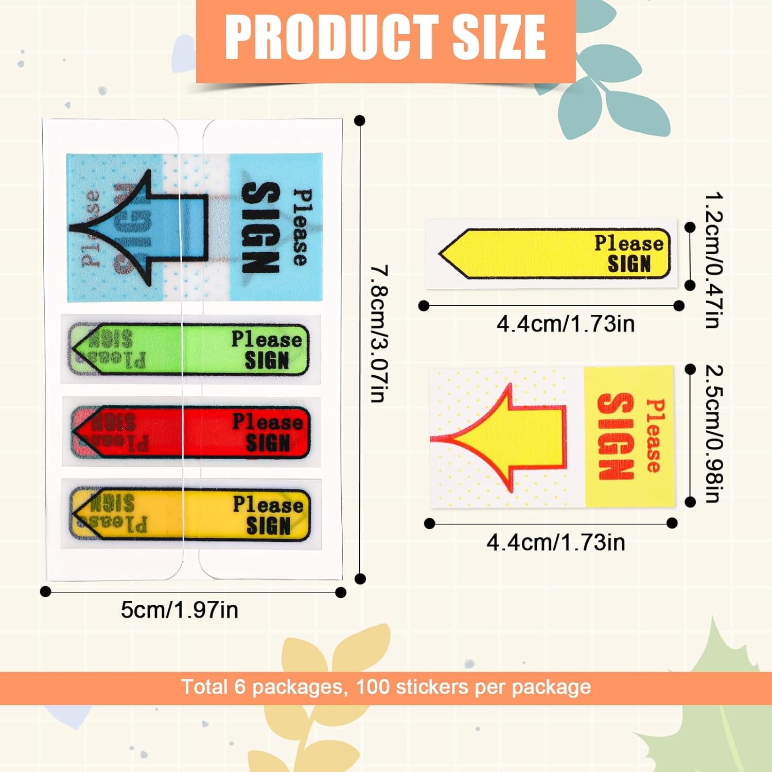 TRAHOO-600pcs/6 Packs Please Sign Message Flags, Please Sign Here ...