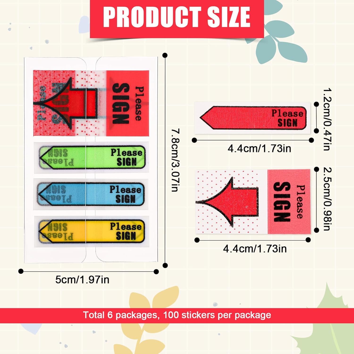 TRAHOO-600pcs/6 Packs Please Sign Message Flags, Please Sign Here ...