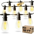 TRAHOO-60FT LED Outdoor String Lights with 16+1 Edison Shatterproof ...