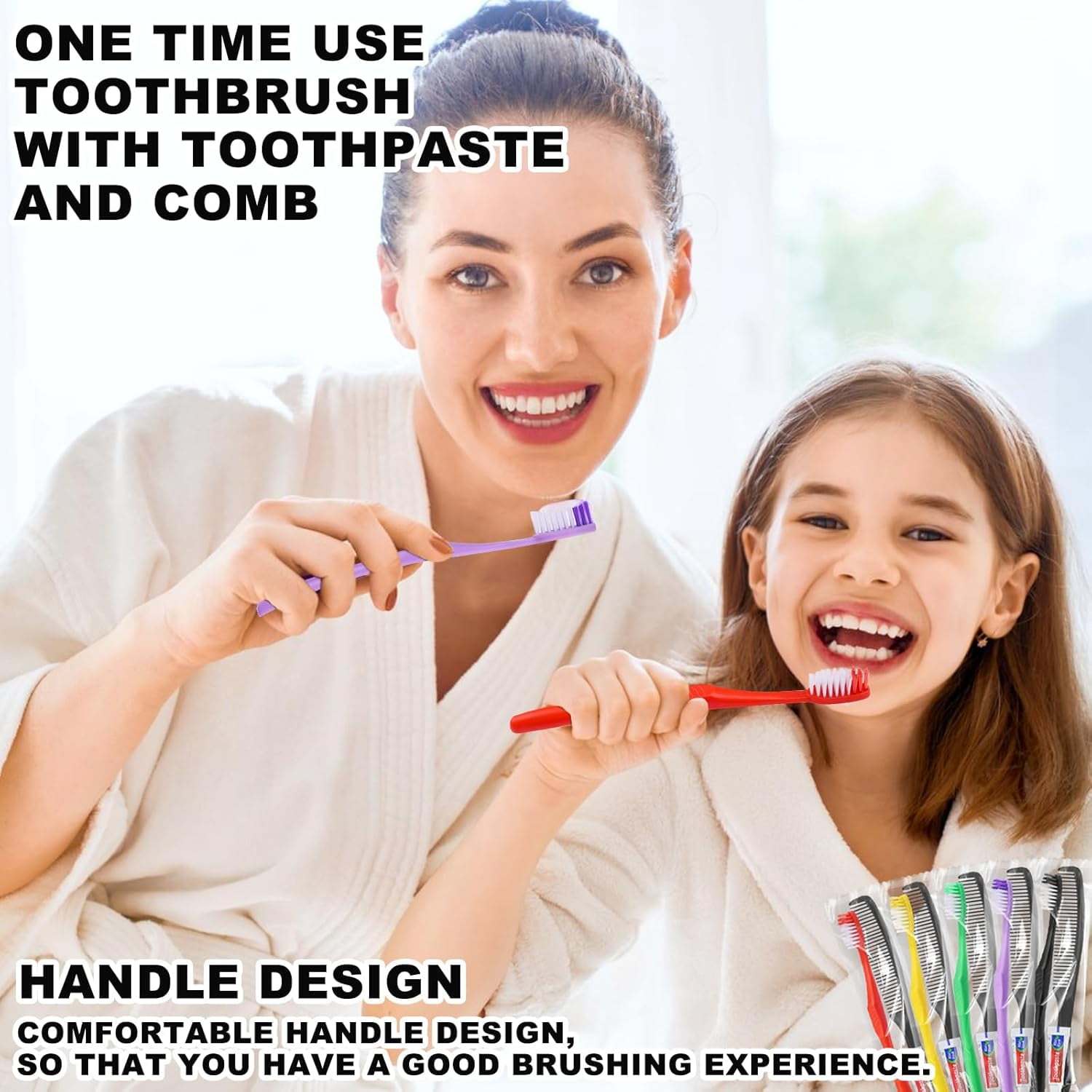 TRAHOO-60Pcs Disposable Toothbrushes with Toothpaste and Comb,5g ...
