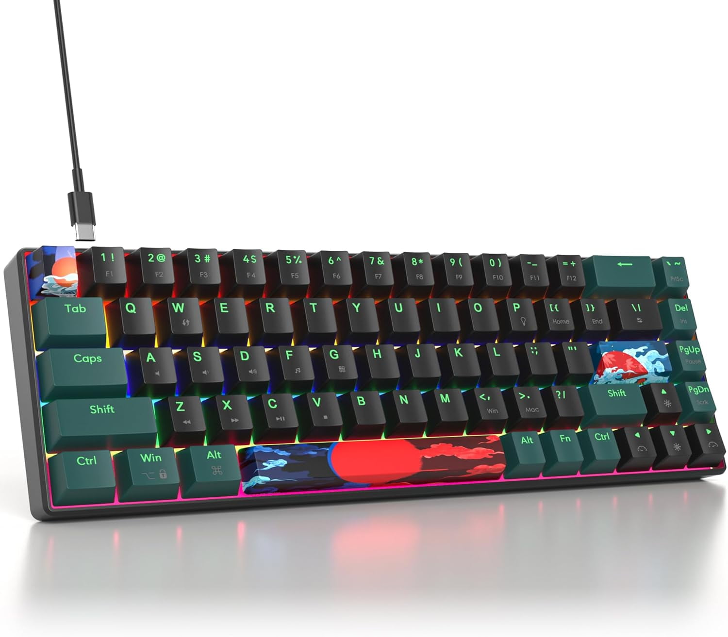 TRAHOO-65% Mechanical Gaming Keyboard with Linear Red Switch, Wired ...