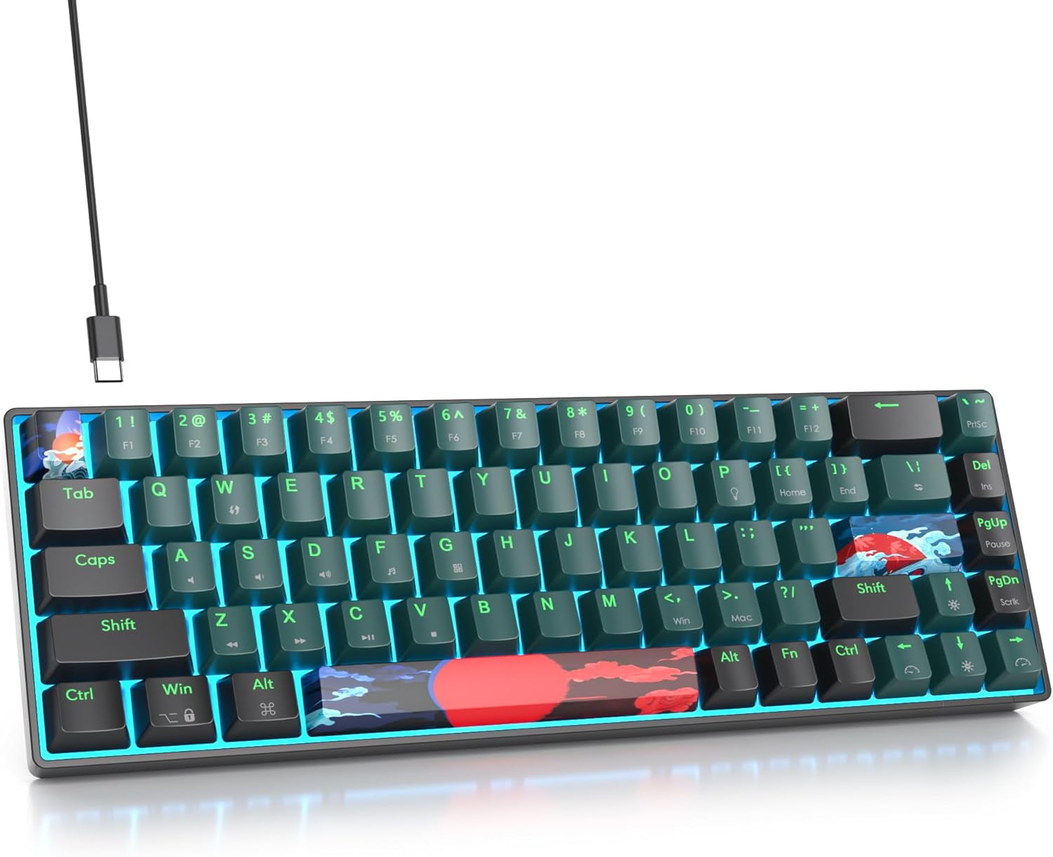 TRAHOO-65 Percent Gaming Keyboard 68 Keys Mechanical Keyboard LED ...