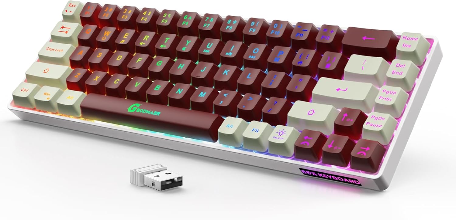 Trahoo 65 Wireless Gaming Keyboard Rechargeable Backlit Gaming Keyboard 68 Keys Ultra Compact