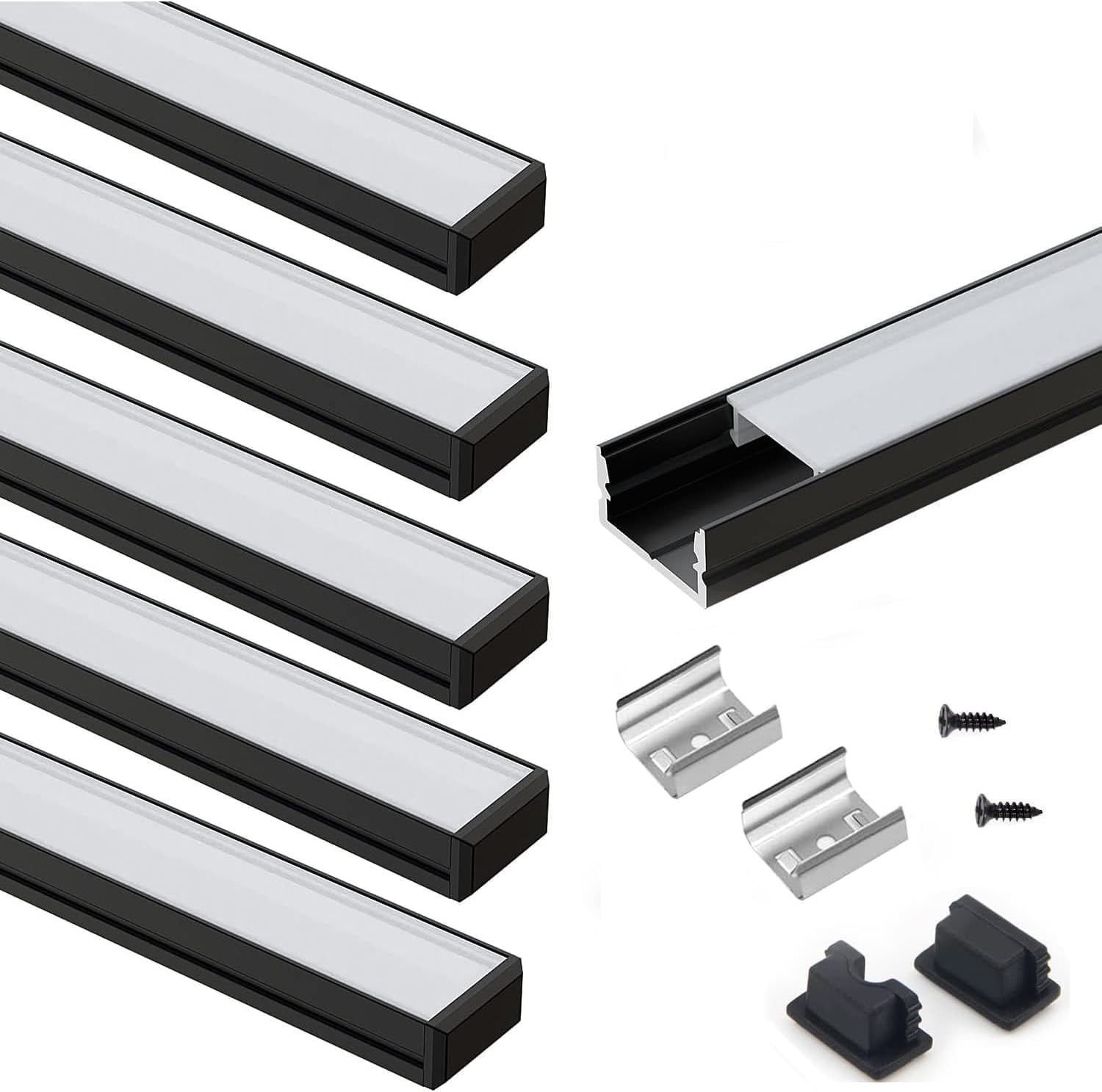 TRAHOO-6Pack 12inch/1FT LED Channel, U Shape Led Diffuser Channel, LED ...