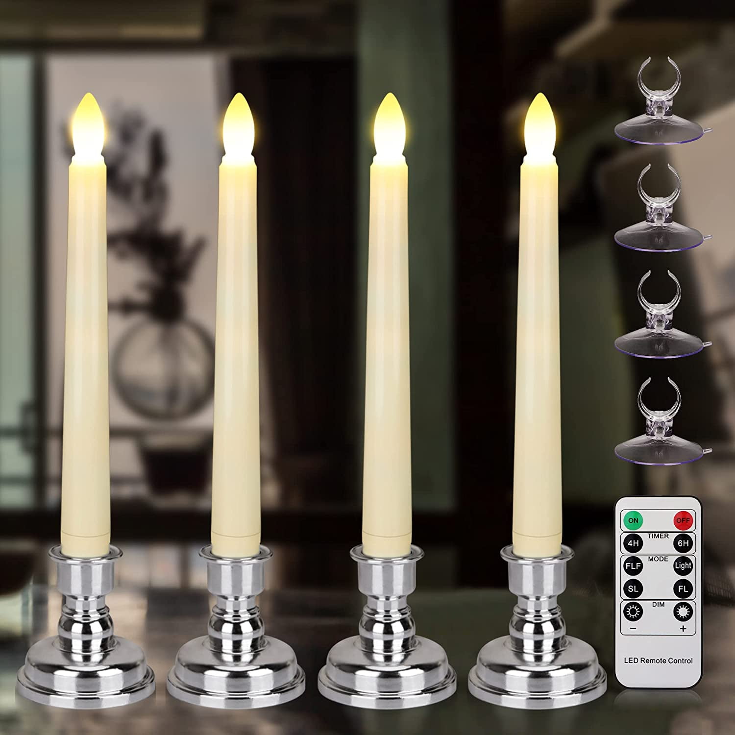 TRAHOO-7.9 Inch Christmas Window Candles with Timer and Remote ...