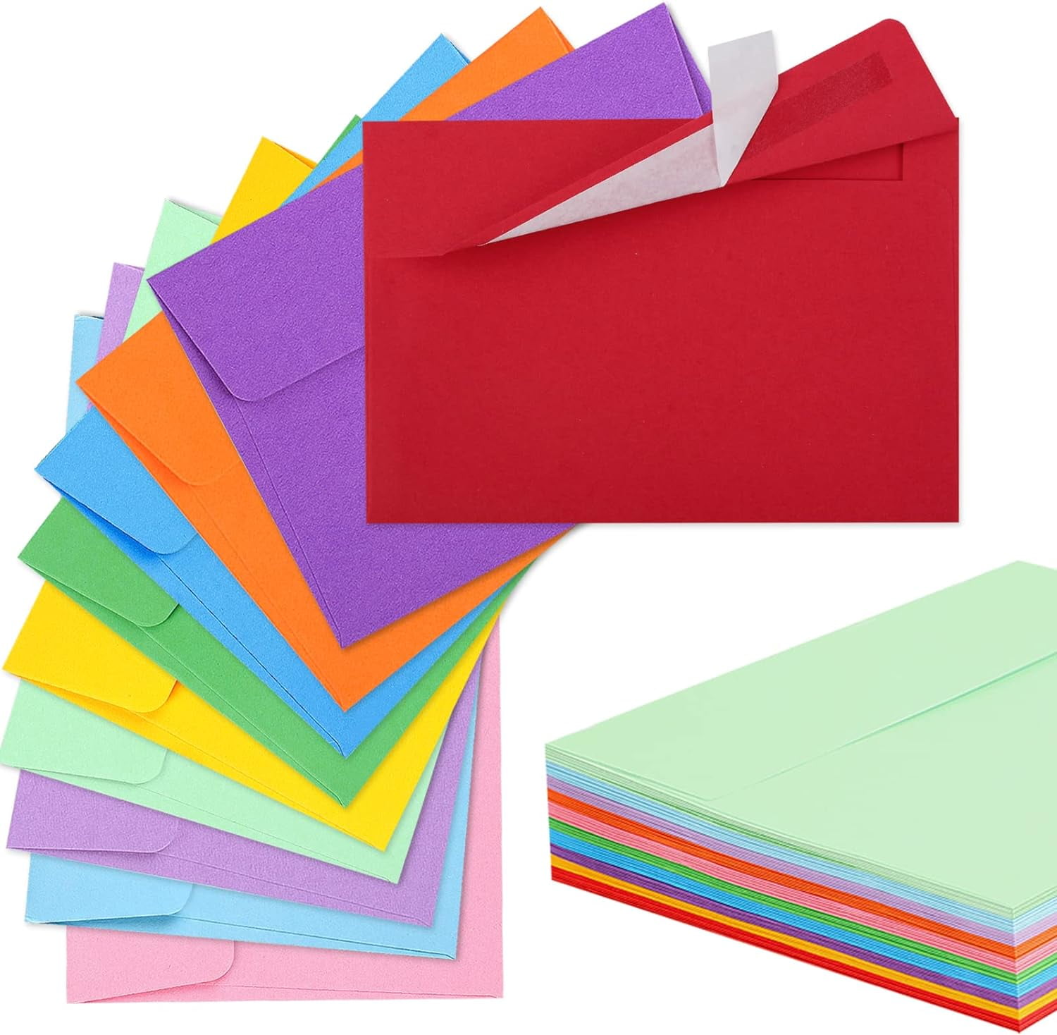 TRAHOO-70 Pack Colored Envelopes, 4.375x5.75" Envelopes, Card Envelopes ...