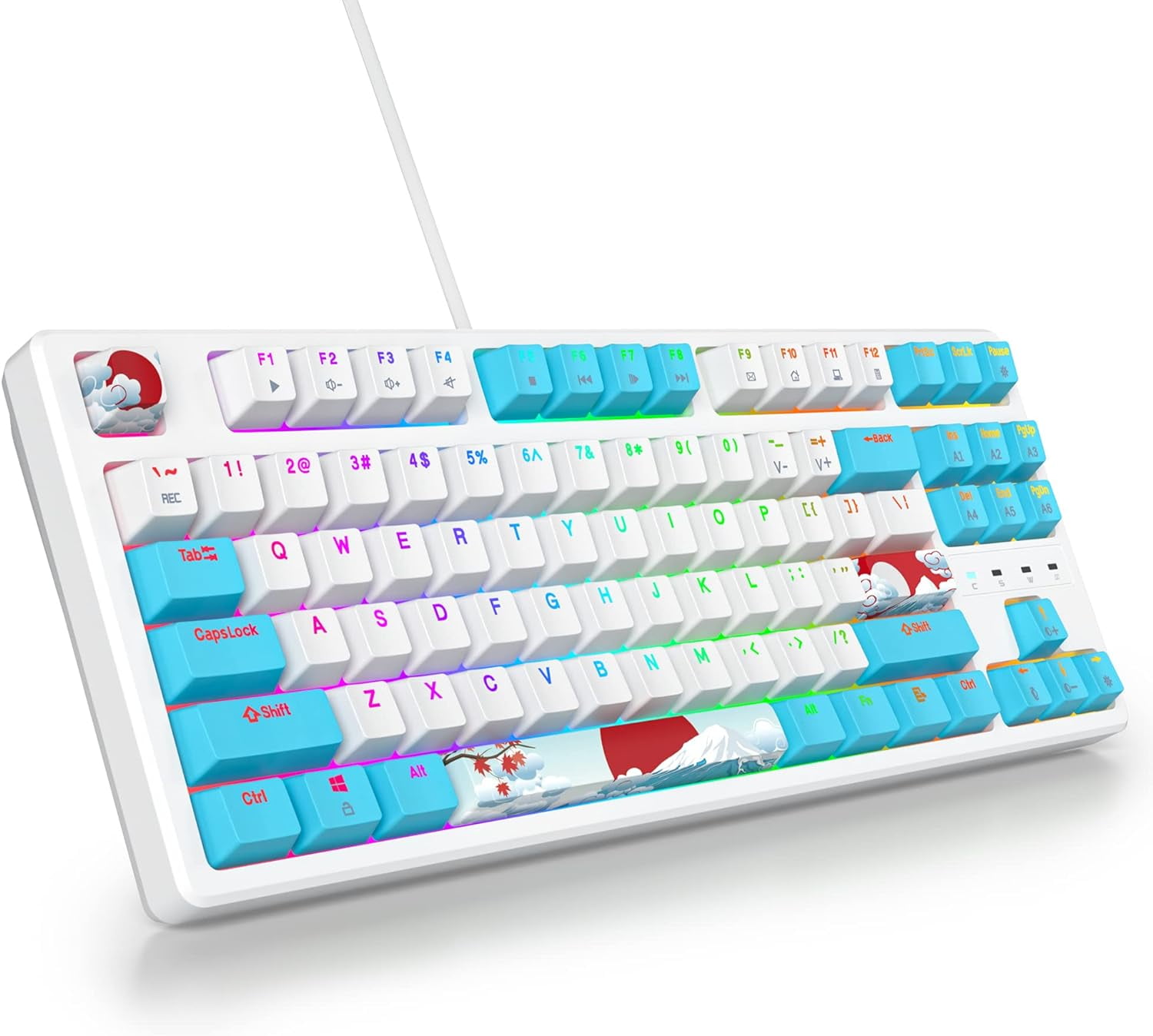 TRAHOO-75 Percent Mechanical Gaming Keyboard, 87 Keys RGB Backlit Wired ...