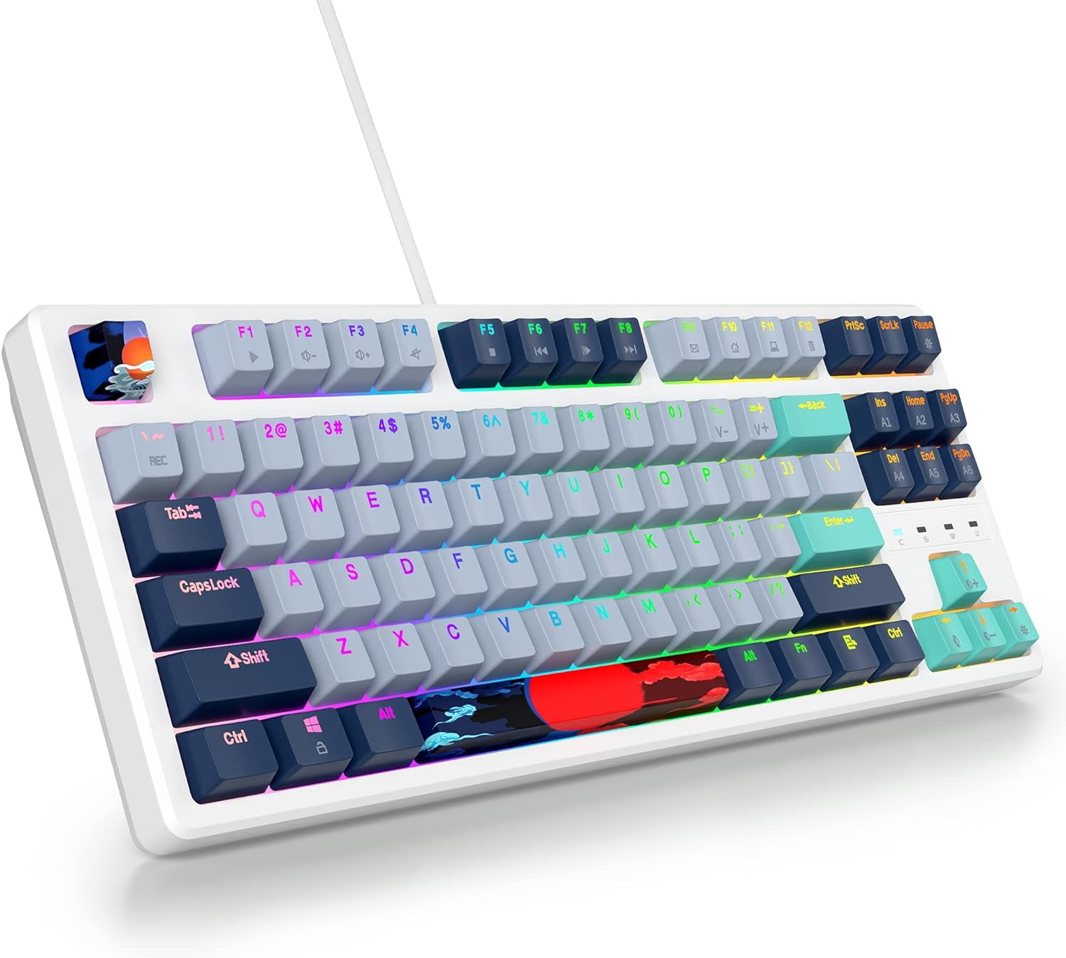 TRAHOO-75 Percent Mechanical Gaming Keyboard, 87 Keys RGB Backlit Wired ...