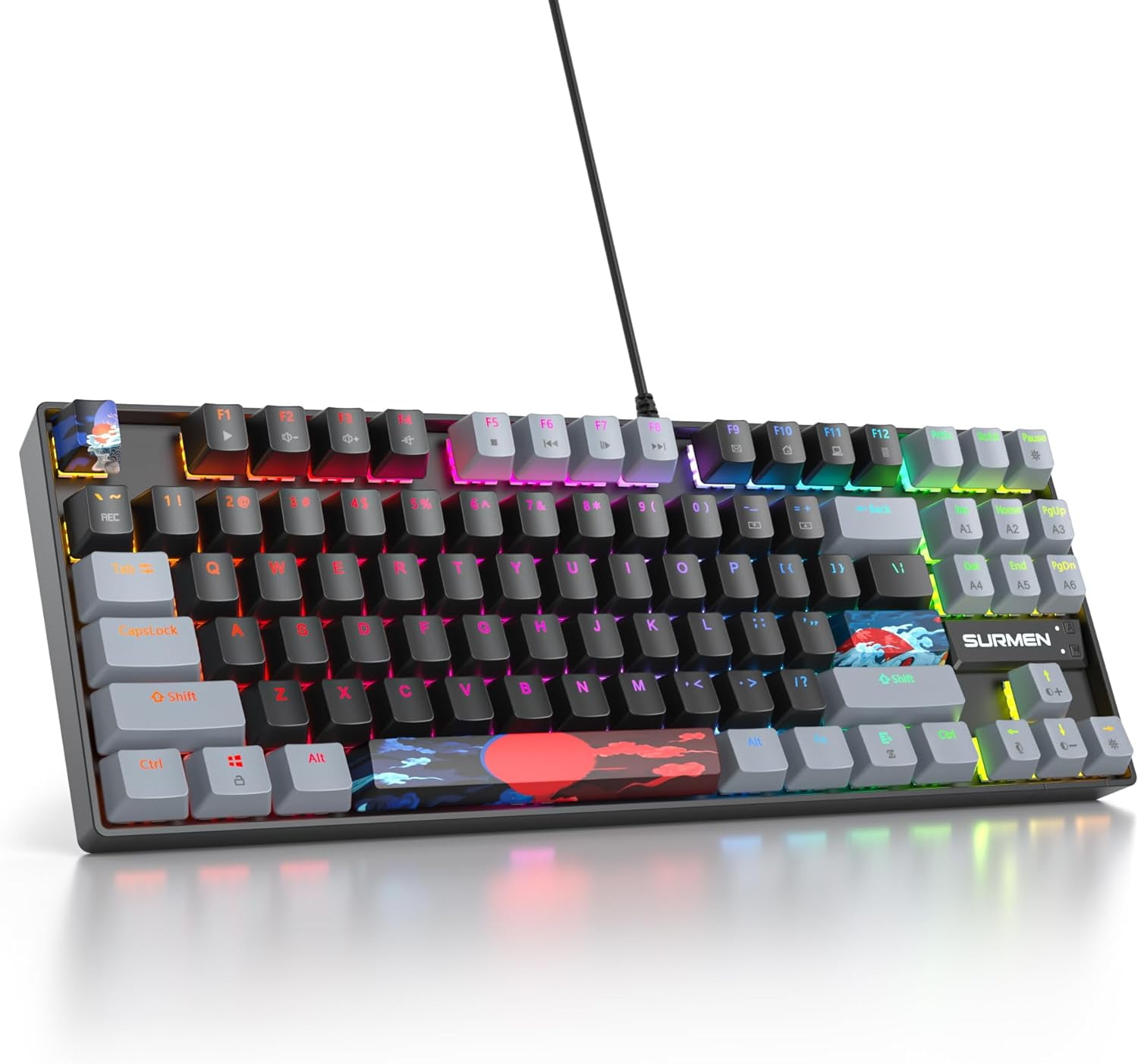 TRAHOO-75 Percent Mechanical Gaming Keyboard, 87 Keys RGB Backlit Wired ...