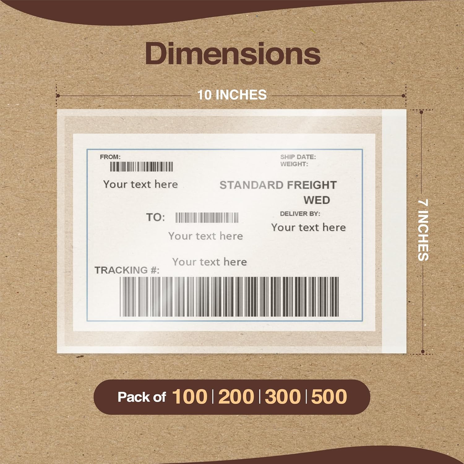 TRAHOO-7x10 Shipping Label Sleeves 100 Pack- Strong Adhesive Back for ...