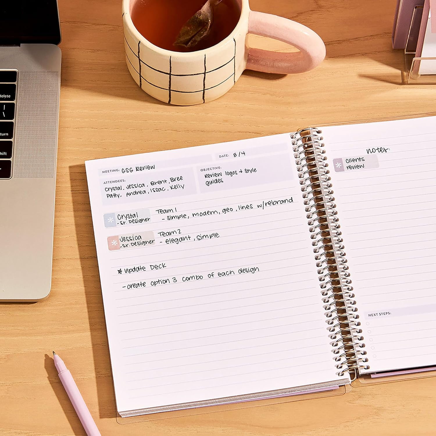 TRAHOO-7x9 Meeting Spiral Notebook, Meeting Layout with 80 Lb. Paper ...