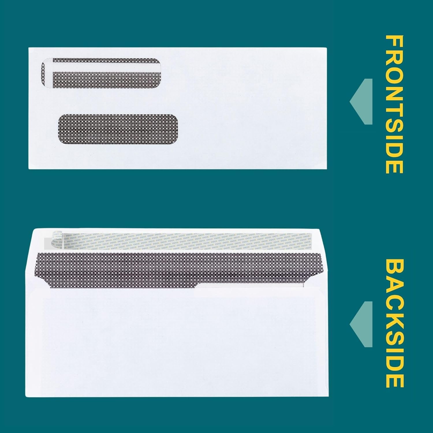 TRAHOO-#8 Double Window Envelopes Self Seal - Security Check Envelopes ...
