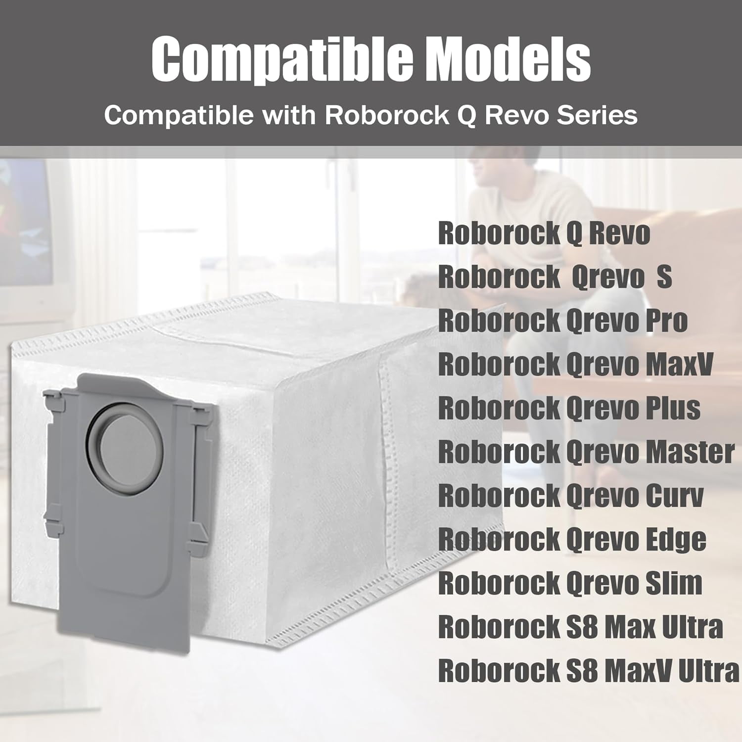 TRAHOO-8 Pack Dust Bags Compatible With Roborock Q Revo Qrevo S Qrevo MaxV Qrevo Pro Qrevo Curv ...