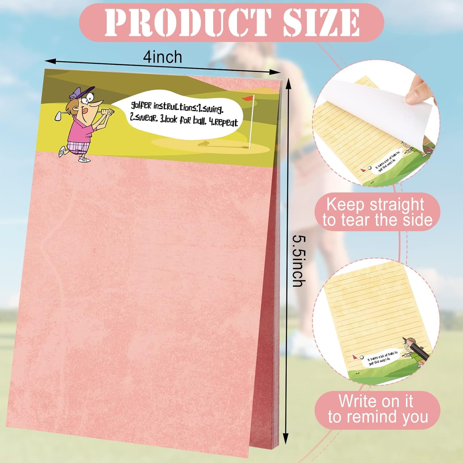 TRAHOO-8 Pack Funny Notepads Funny Golf Notepads Golf Notebook Funny ...