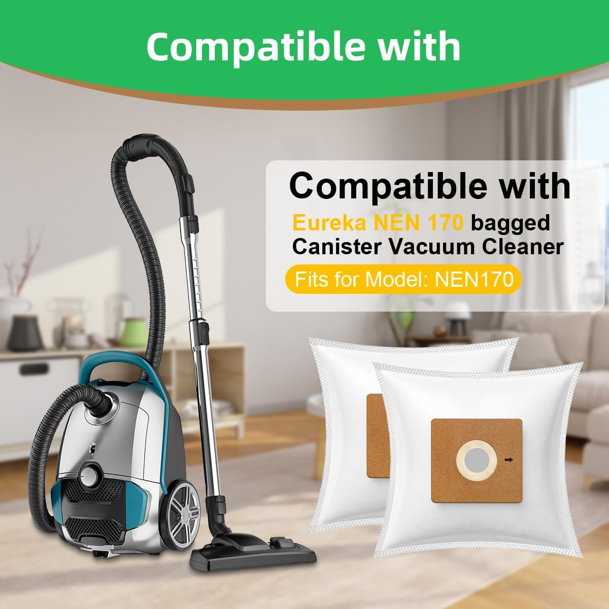 TRAHOO-8 Pack NEN170 Vacuum Bags Fit for Eureka vacuum cleaner, Compatible with NEN170 Bagged ...