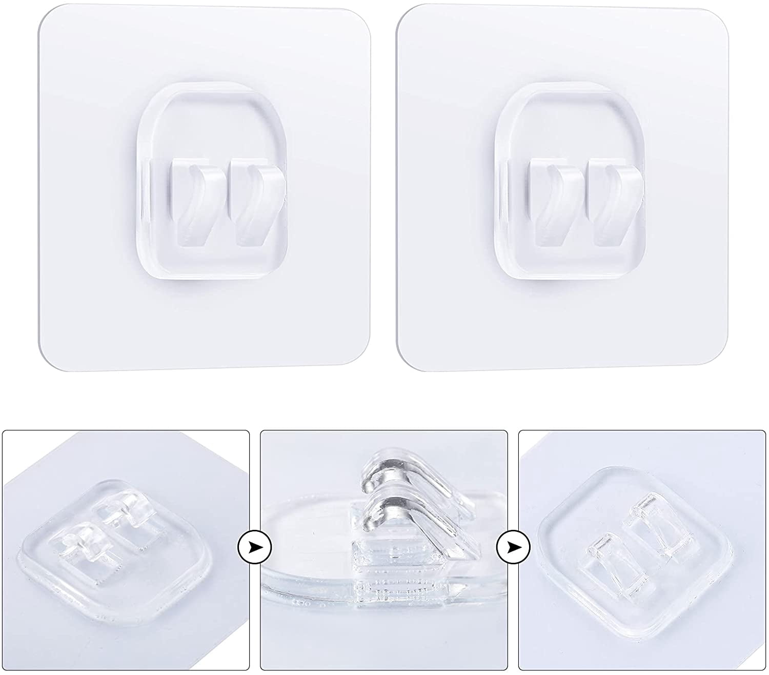 TRAHOO-8 Pieces Bathroom Shelf Adhesive Hooks Sticker Strong Hooks for ...