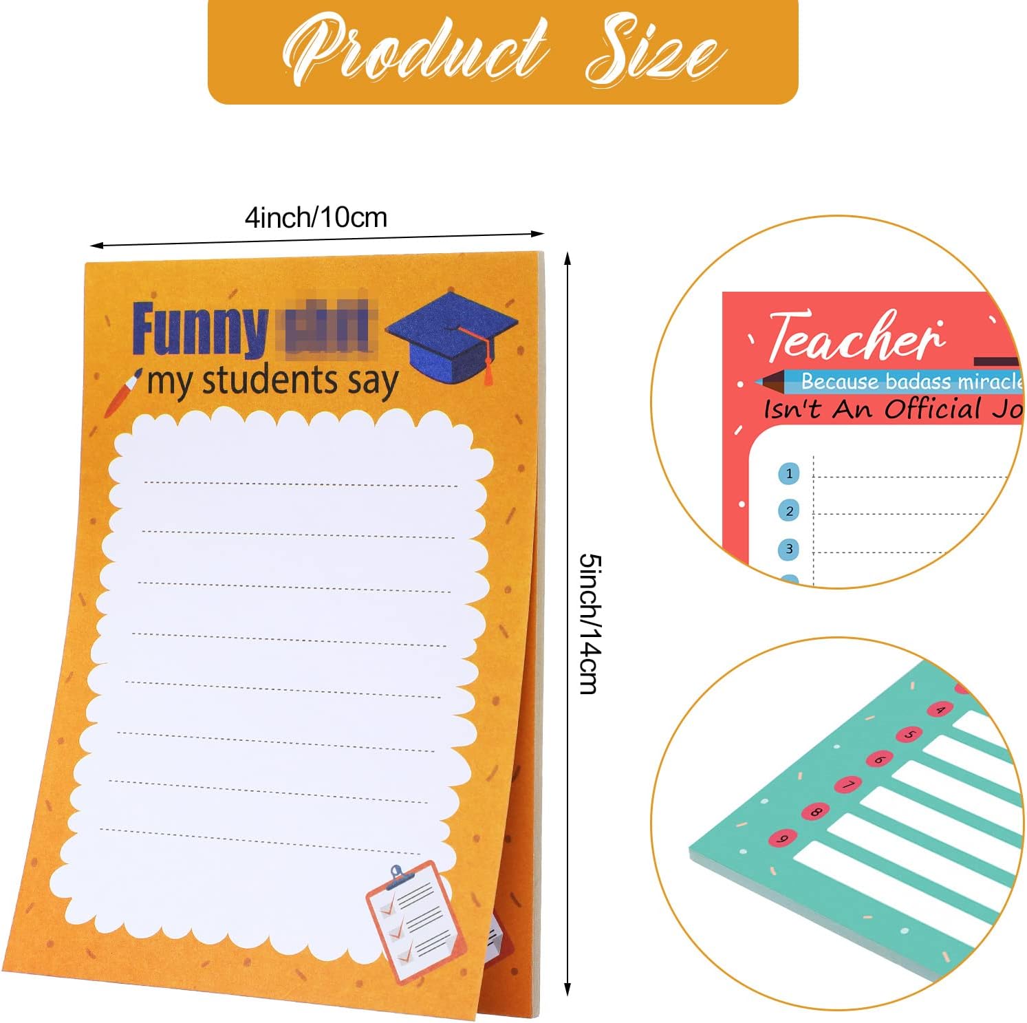 TRAHOO-8 Pieces Funny Teacher Notepads Funny Teacher Memo Pads Teacher ...