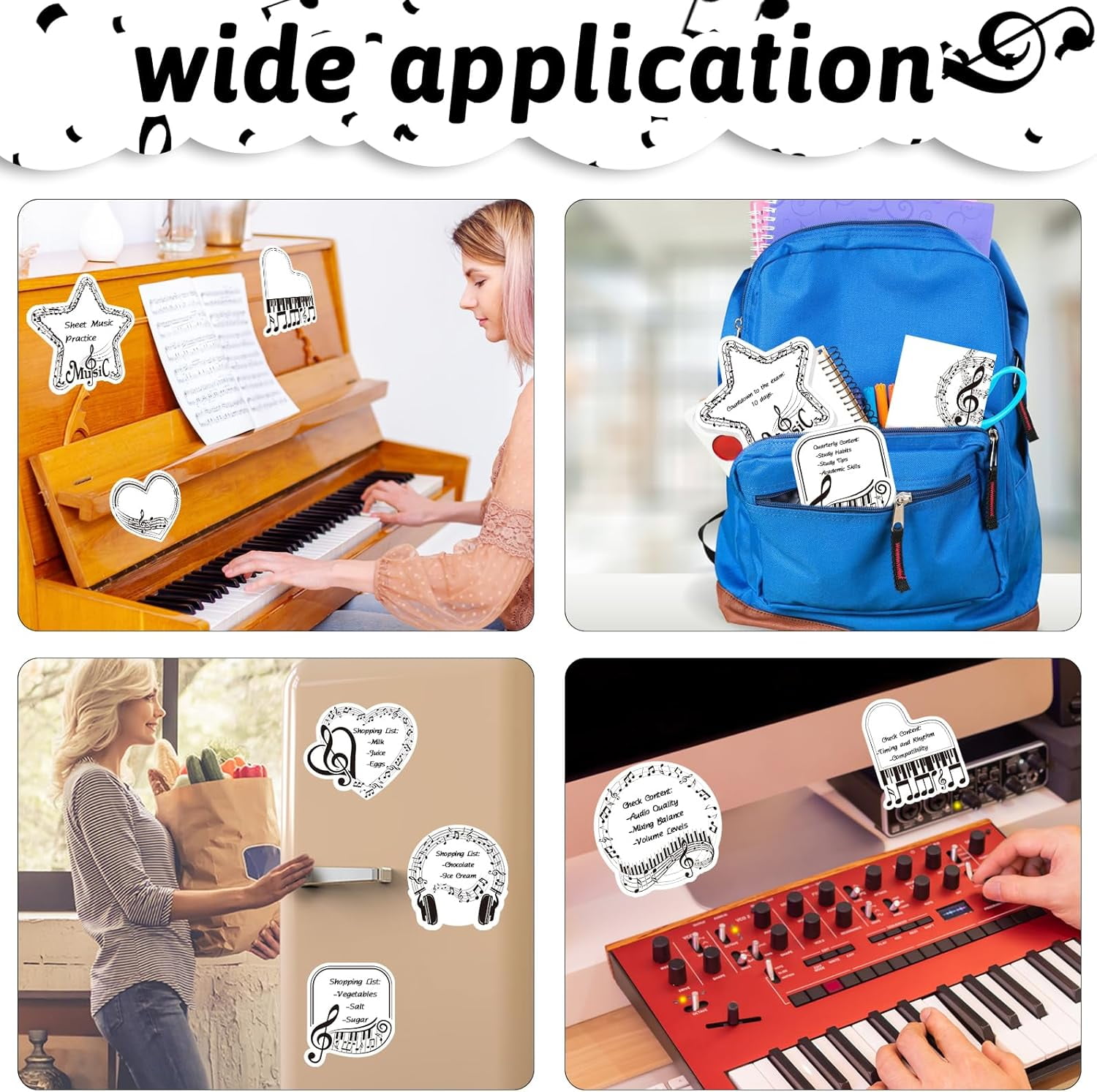 TRAHOO-8 Pieces Music Themed Sticky Notes, Self-adhesive Writing ...